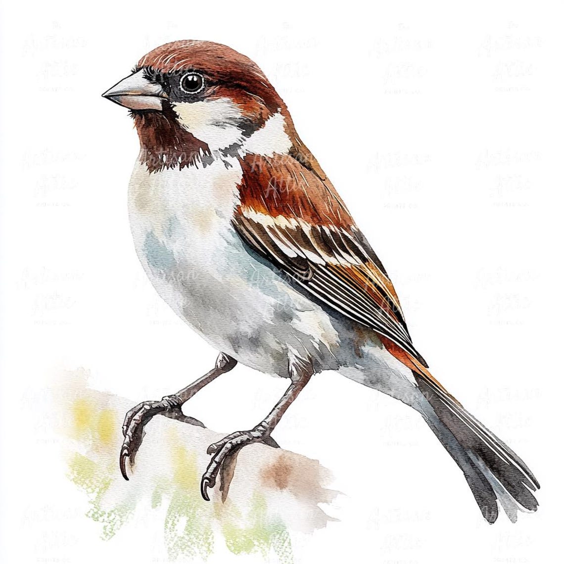 11 Sparrow Watercolor Clip Art Digital Download | Realistic Bird ...