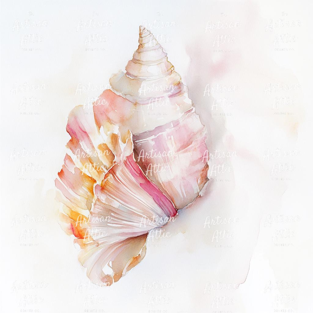 13 Watercolor Conch Shell Clipart | Soft Pink & Beige Sea Shell Png ...