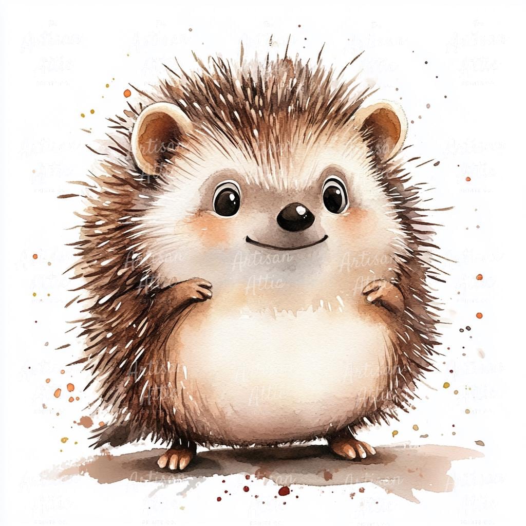 12 Adorable Watercolor Hedgehog Clipart | Cute Hedgehog Digital Art ...