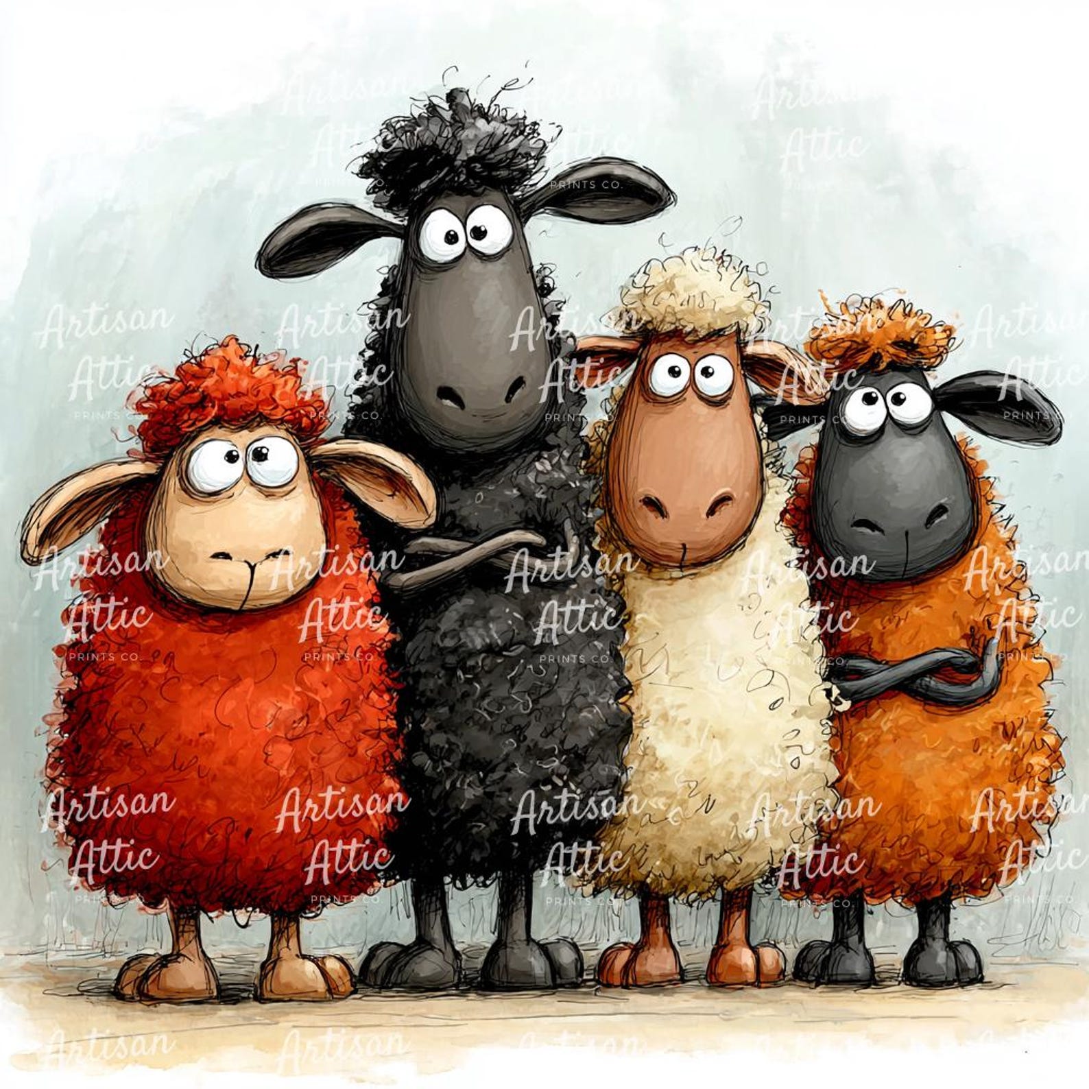 Watercolor Sheep Clipart: Playful Wool Texture PNG ( 14 JPG Images ...