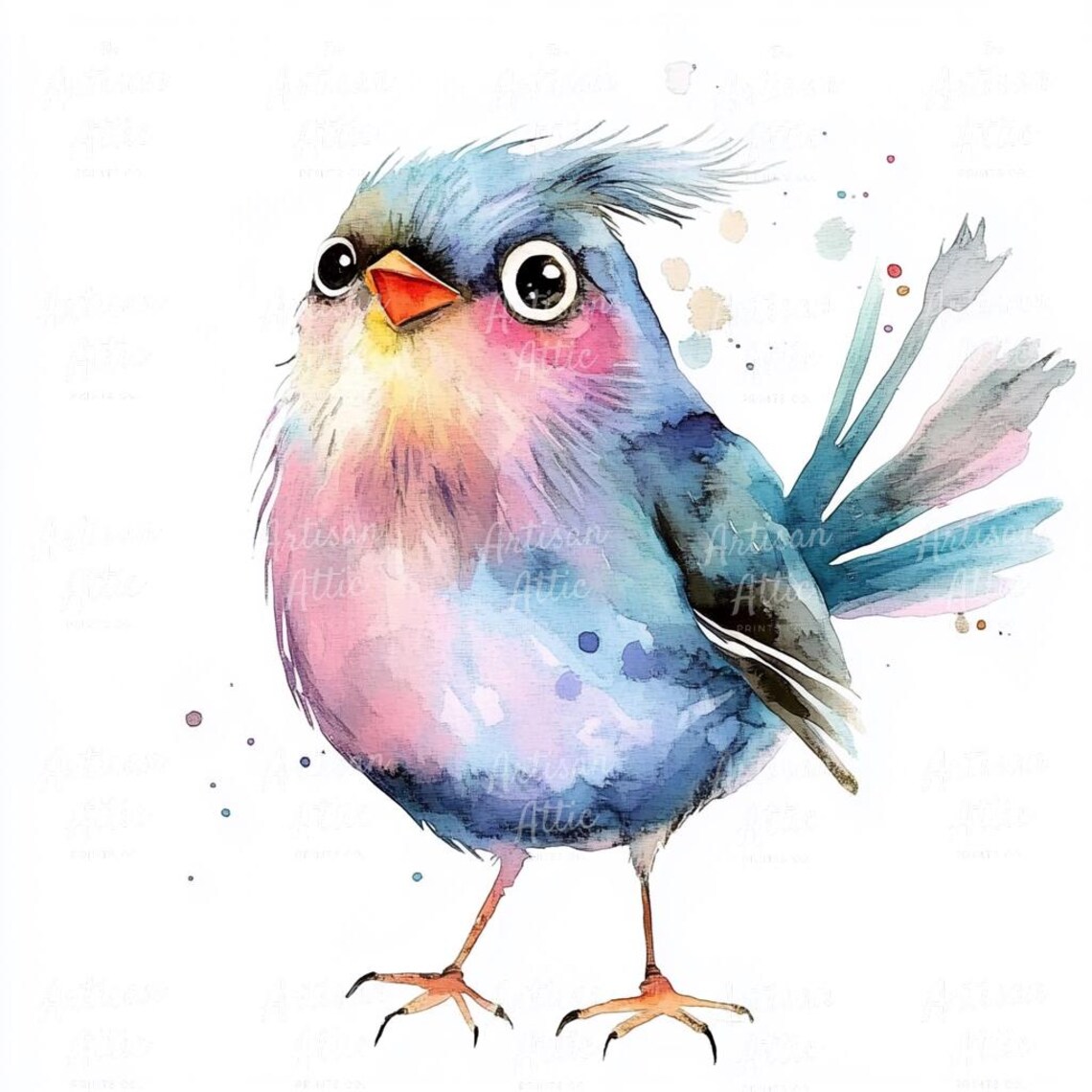 8 Whimsical Watercolor Bird Clip Art Digital Download | Cute Hand ...