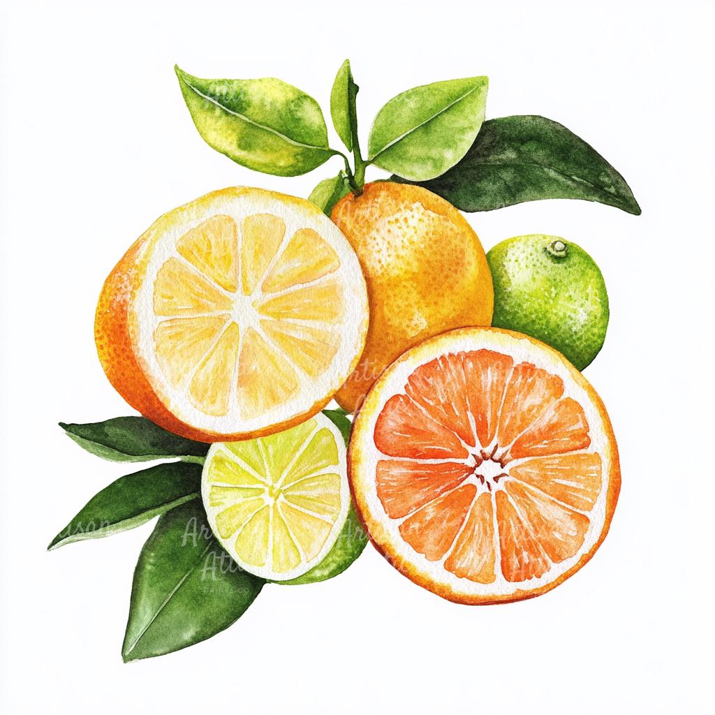 12 Citrus Fruits Clipart | Watercolor Lemon, Lime, and Orange ...