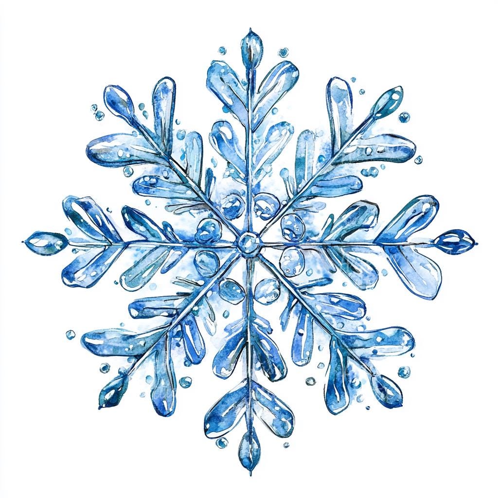 12 Watercolor Snowflake Clip Art for Winter Crafts, Christmas ...