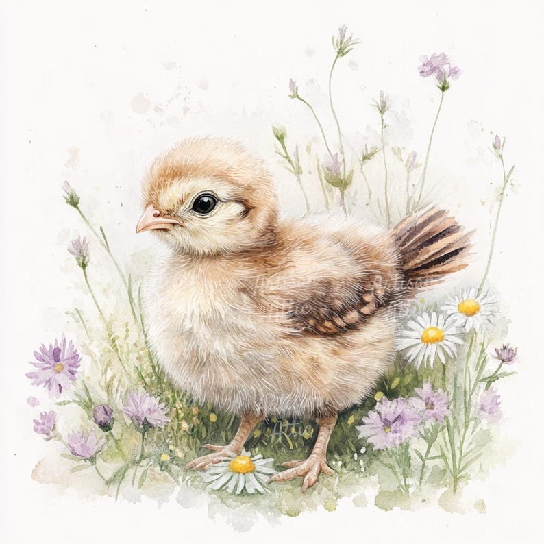12 Watercolor Baby Chick Clipart | Cute Bird Illustration | Spring Bird ...