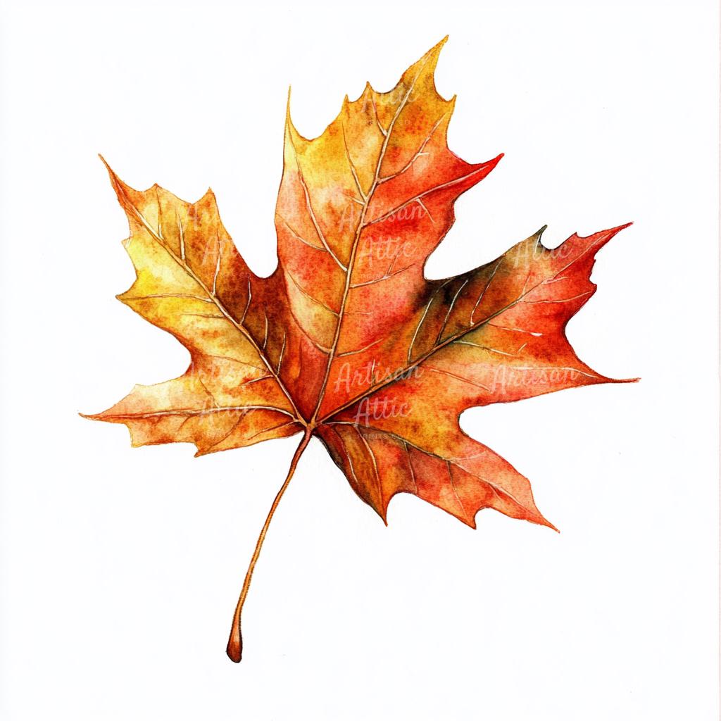 12 Watercolor Maple Leaf Clipart | Fall Leaf Digital Download | Autumn ...