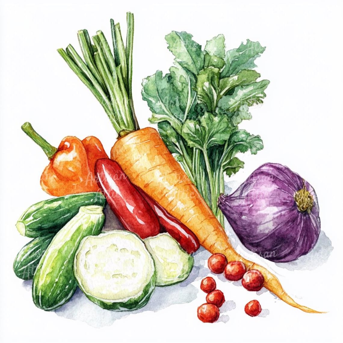 12 Watercolor Vegetable Clipart | Fresh Produce Art | Organic Veggies ...