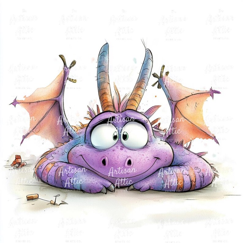10 Adorable Baby Dragon Png Watercolor Clipart, Cute Fantasy Reptile ...