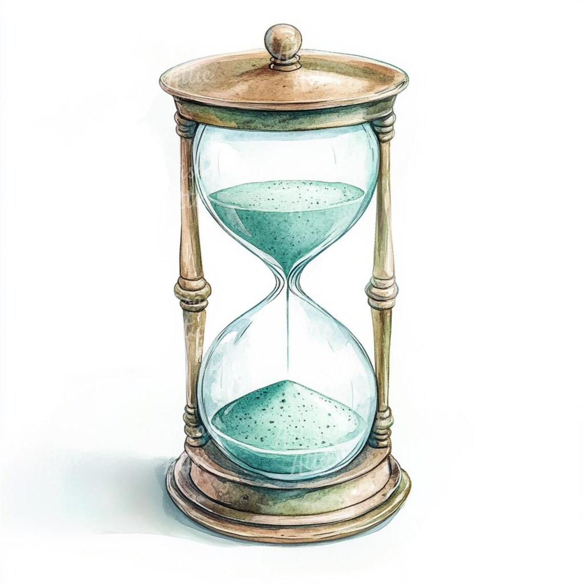 12 Watercolor Hourglass Clipart, Vintage Sand Timer, Antique Timepiece ...