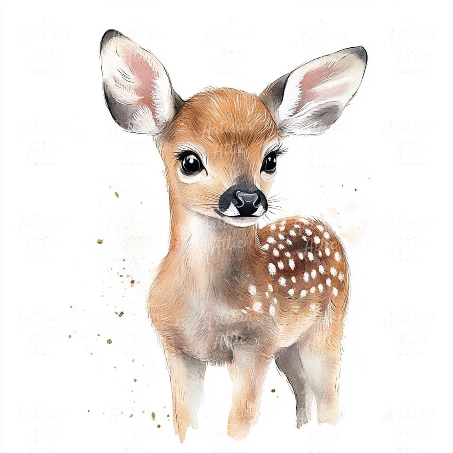 12 Watercolor Baby Deer Clip Art, Cute Woodland Fawn Digital Clipart ...
