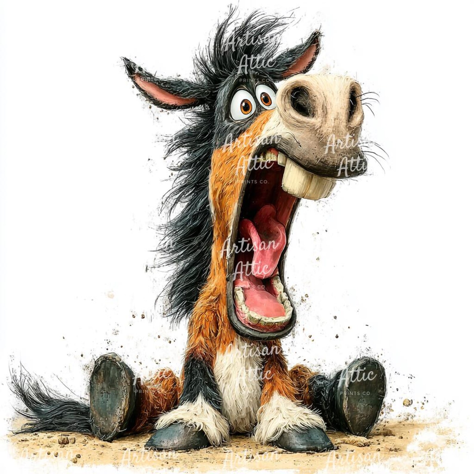 23 Quirky Cartoon Horse With Big Toothy Smile Running Playfully Digital ...