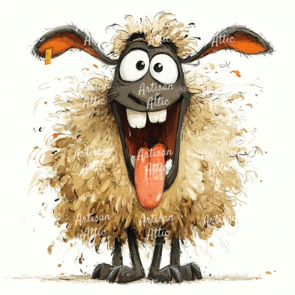 12 Funny Sheep Digital Clipart Cartoon Farm Animal Art Goofy Fluffy ...