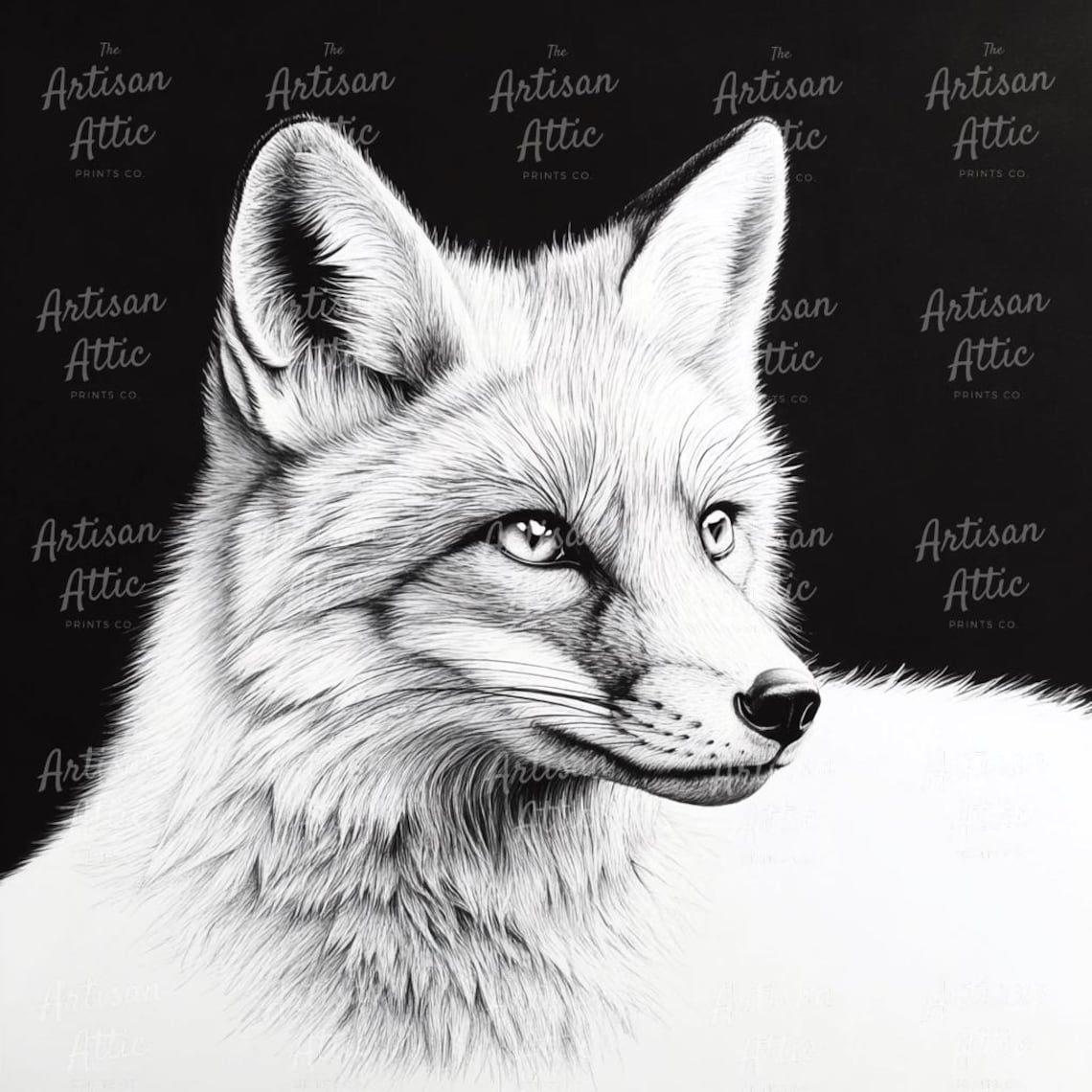11 Black and White Fox Art Clipart | Hand-drawn Sketch of a Fox ...