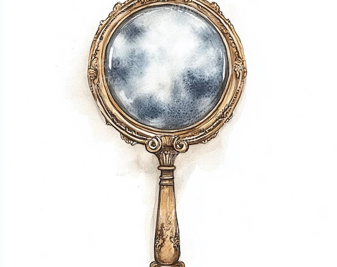 12x Vintage Mirror PNG Clipart, Floral Hand Mirror Clip Art Set ...