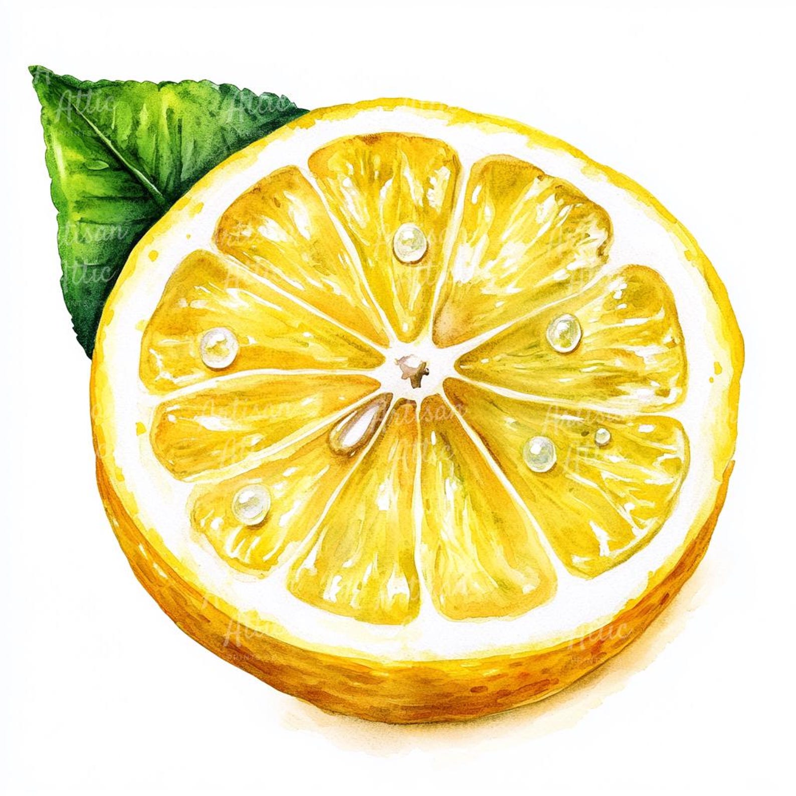 12 Lemon Slice Clipart | Watercolor Lemon Illustration | Citrus Fruit ...