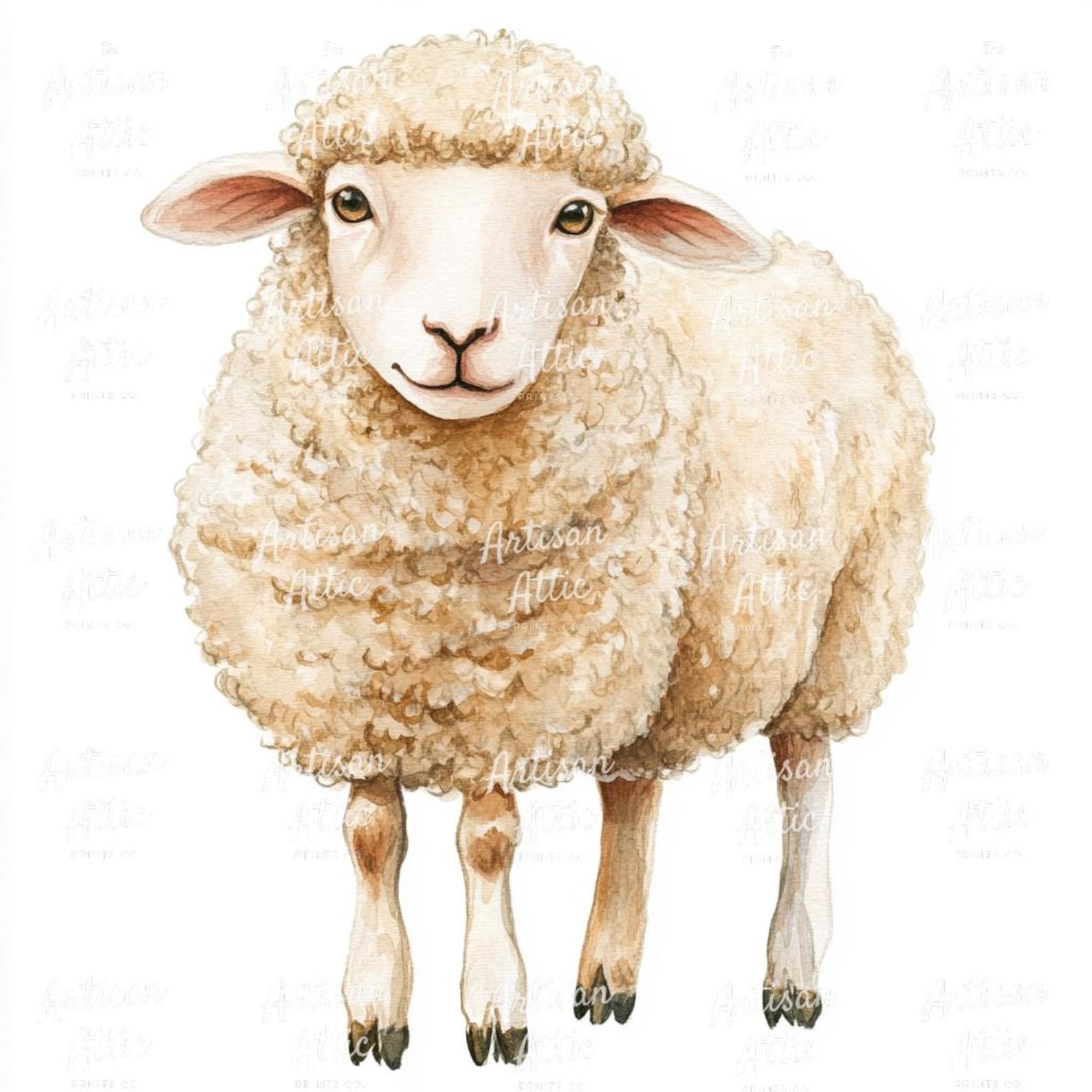 12 Adorable Watercolor Sheep Clip Art for Digital Crafting, Scrapbook ...
