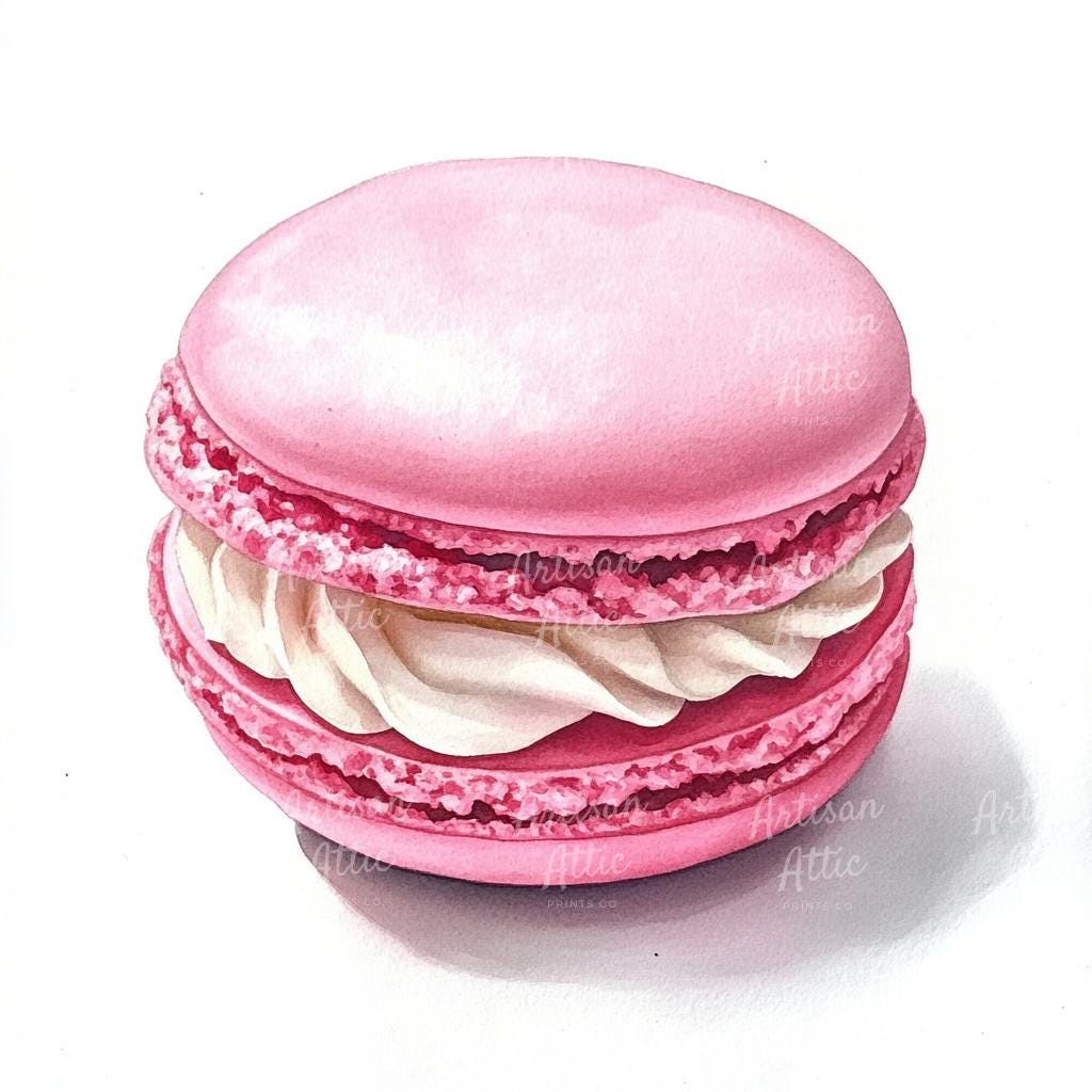 12 Pink Macaron Clipart | Watercolor Macaron Art | Sweet Pastry Clipart ...