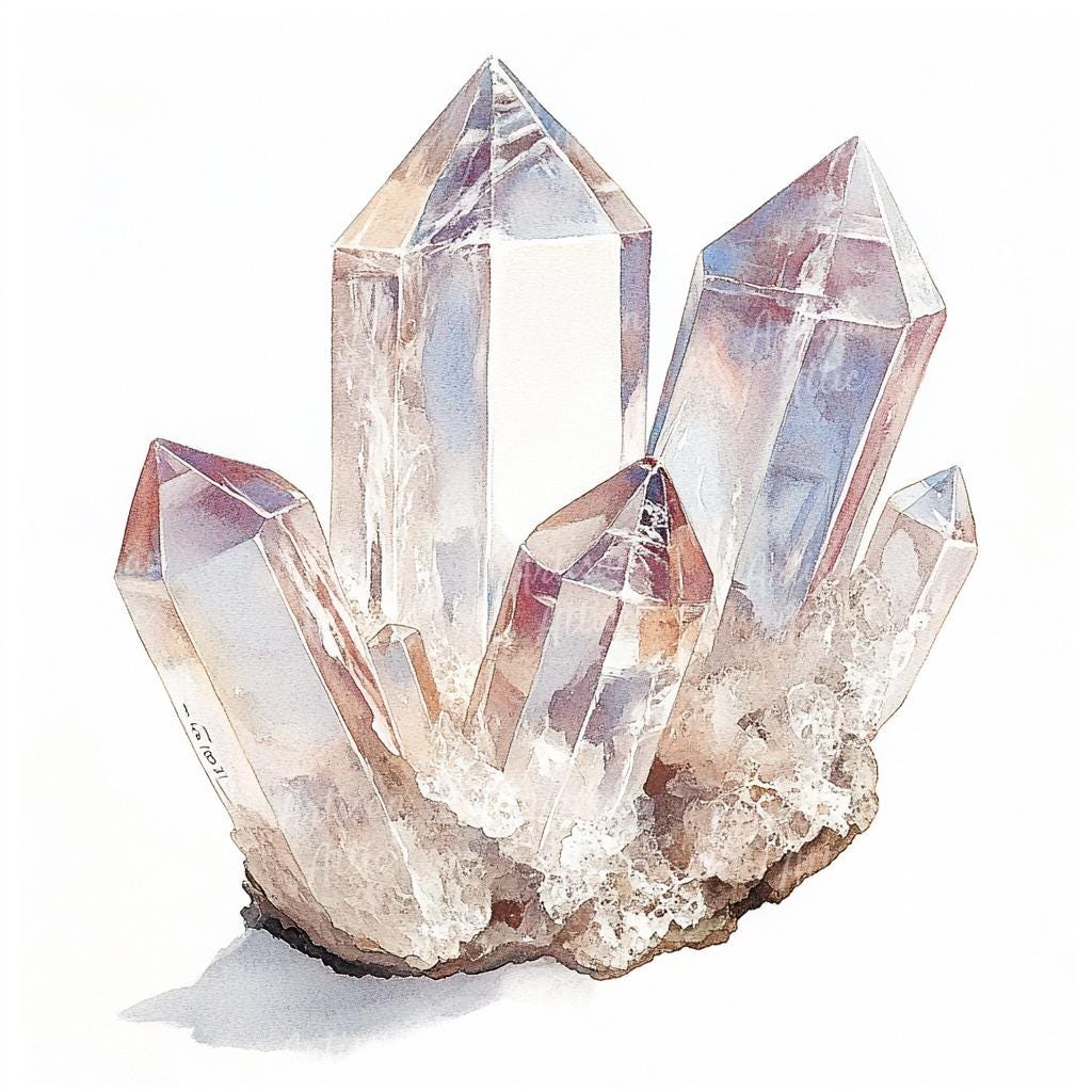 12 Watercolor Crystal Clipart | Digital Gemstone Illustration | Quartz ...