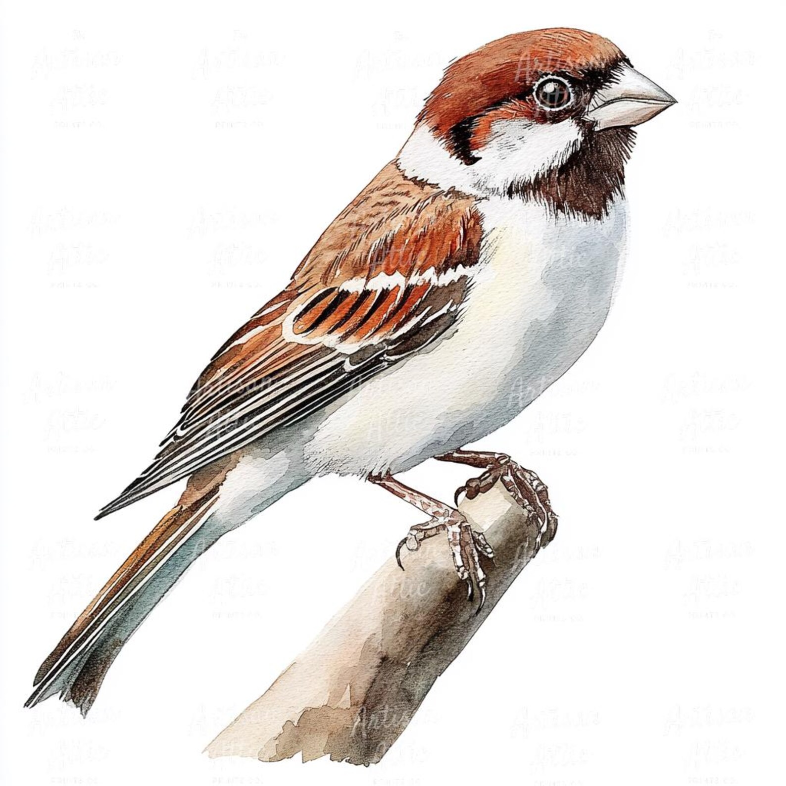 11 Sparrow Watercolor Clip Art Digital Download | Realistic Bird ...