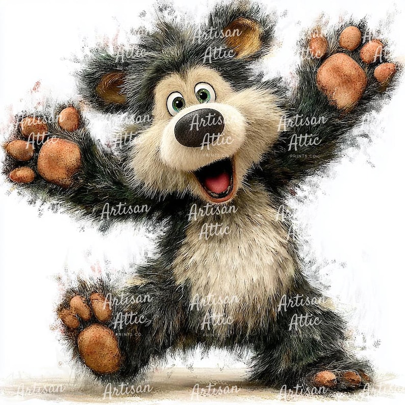 16 Quirky Cartoon Bear Clipart, Playful Animal Artwork, Nursery Wall ...