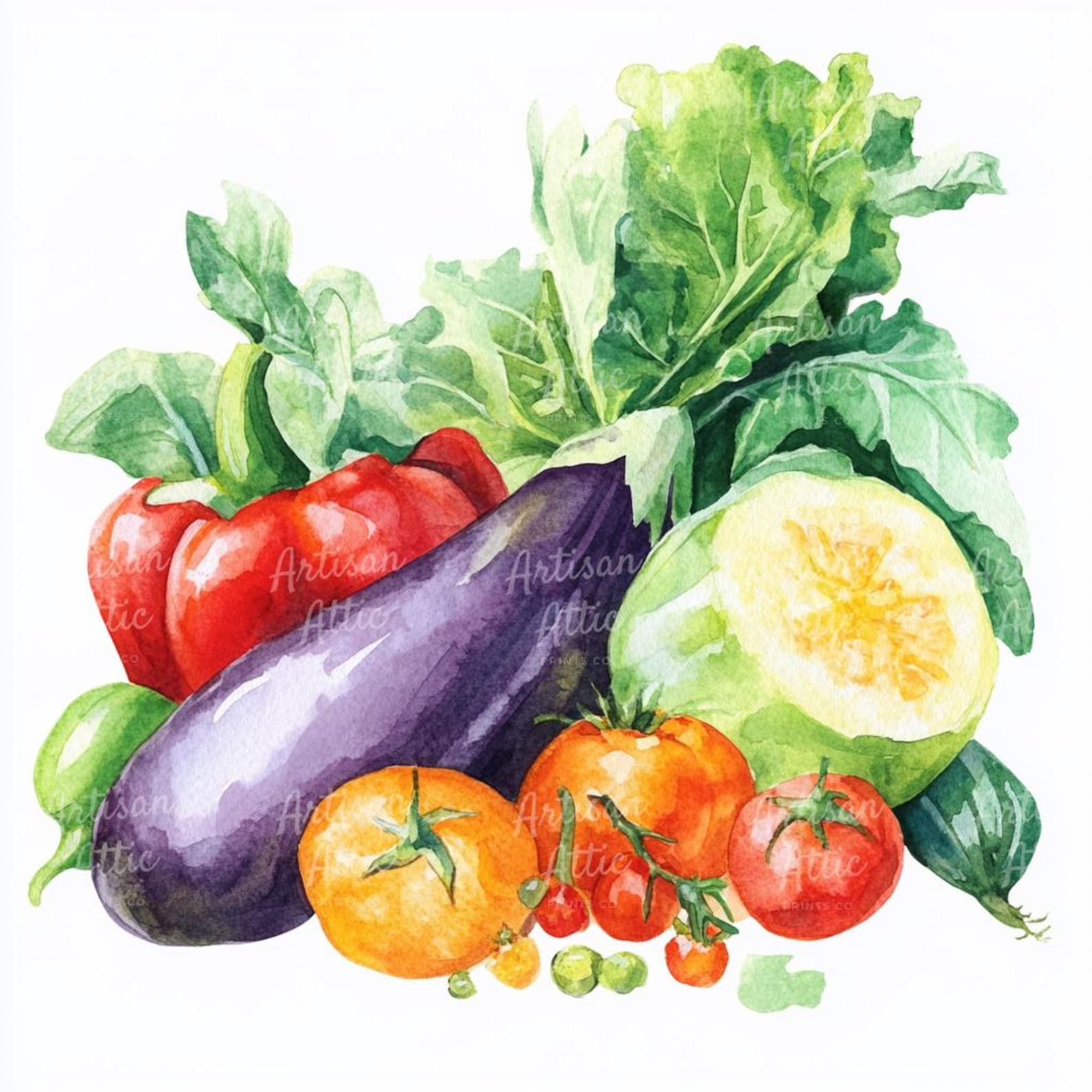 12 Watercolor Vegetable Clipart | Fresh Produce Art | Organic Veggies ...