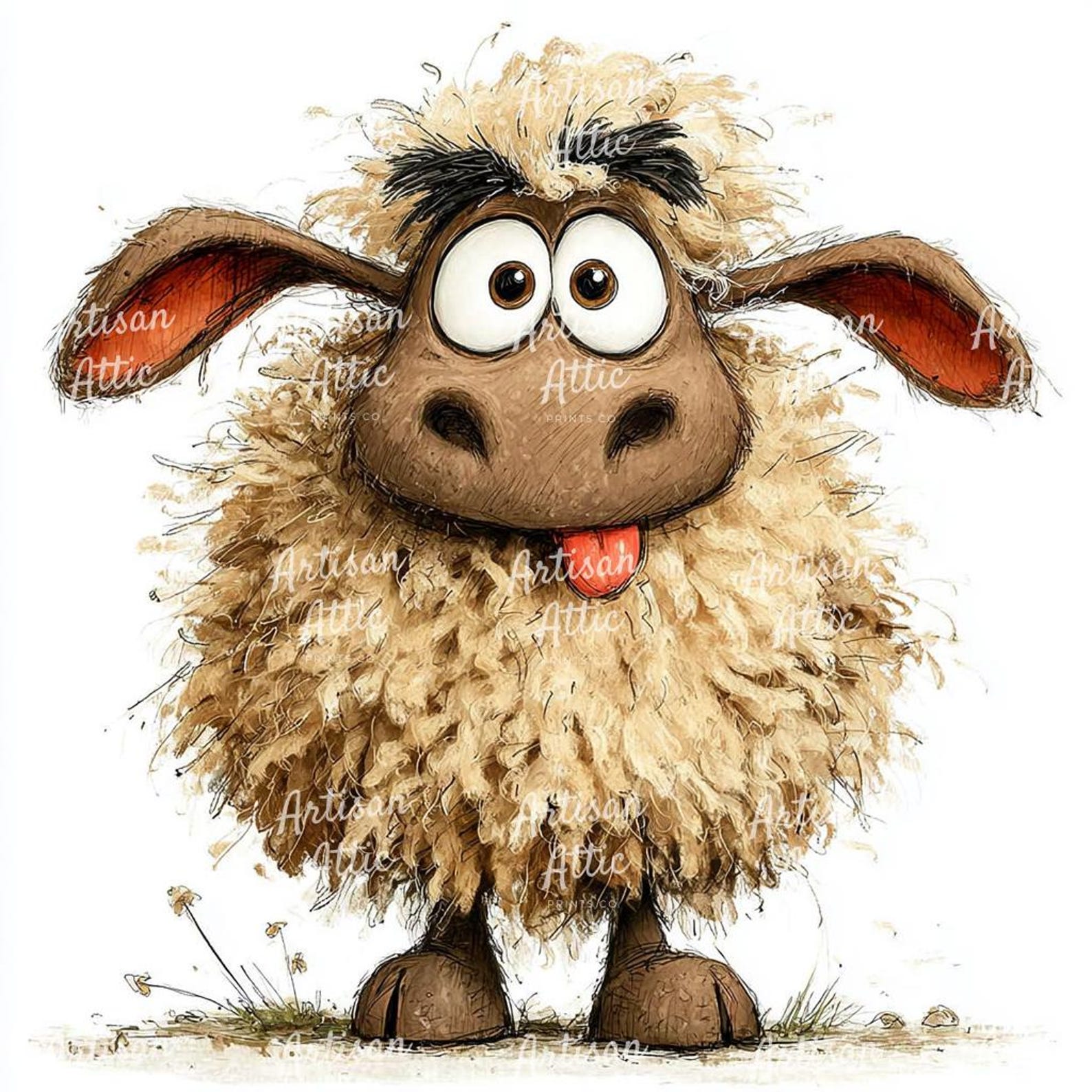 12 Funny Sheep Digital Clipart Cartoon Farm Animal Art Goofy Fluffy ...