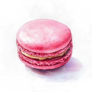 12 Pink Macaron Clipart | Watercolor Macaron Art | Sweet Pastry Clipart ...