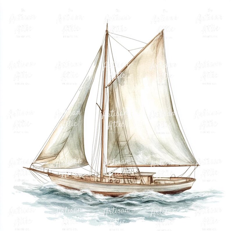 13 Stunning Watercolor Sailboat Clip Art for Digital Crafting ...