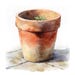 12 Watercolor Terracotta Pot With Plant, Potted Herb Illustration ...