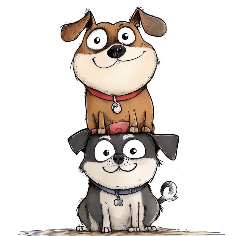 14 Clipart Images of Funny Stacked Dogs, Digital Scrapbookwatercolor ...