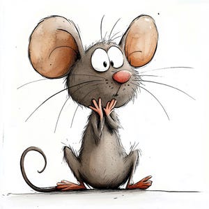 12 Adorable Watercolor Happy Cartoon Mouse Clipart Illustration for ...