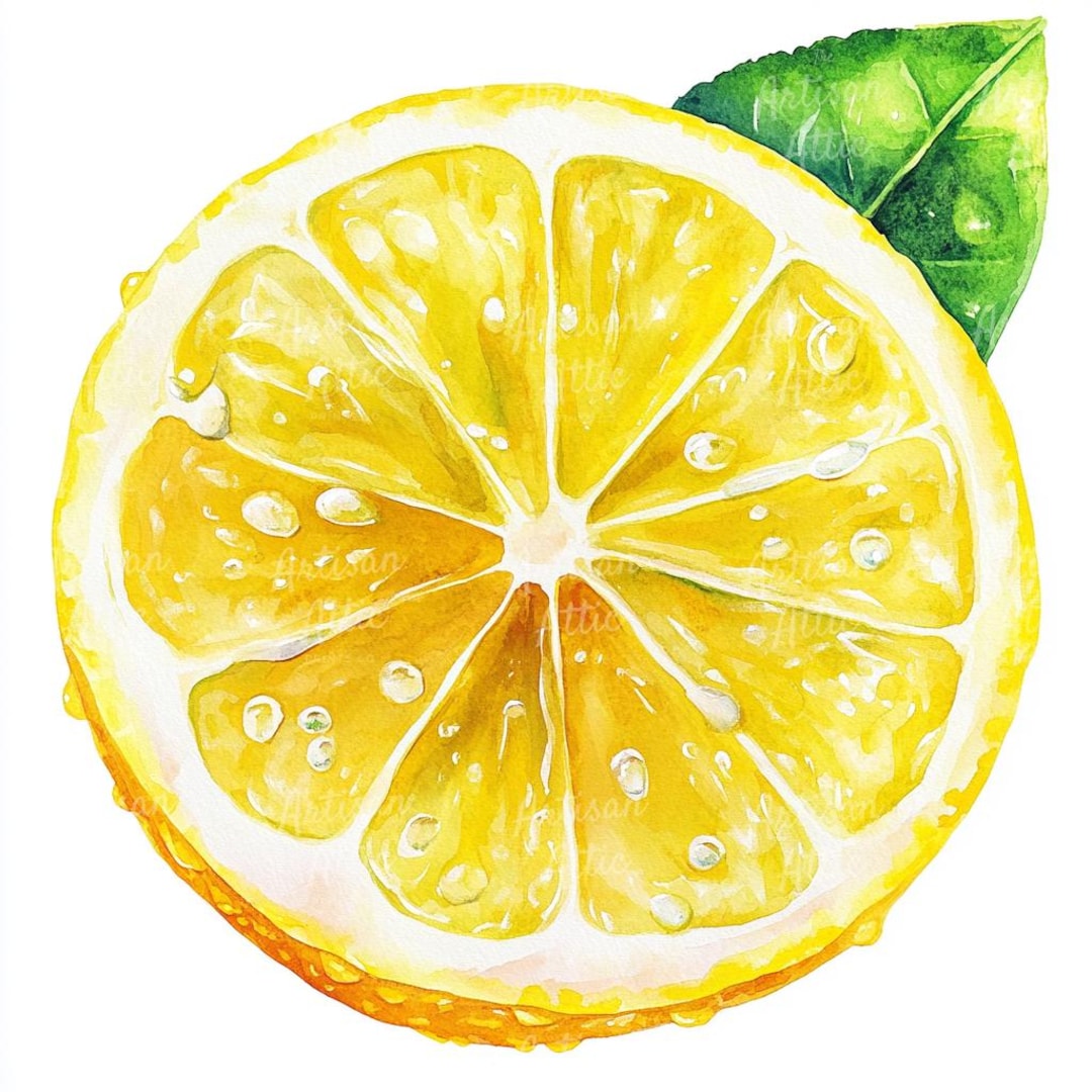 12 Lemon Slice Clipart | Watercolor Lemon Illustration | Citrus Fruit ...