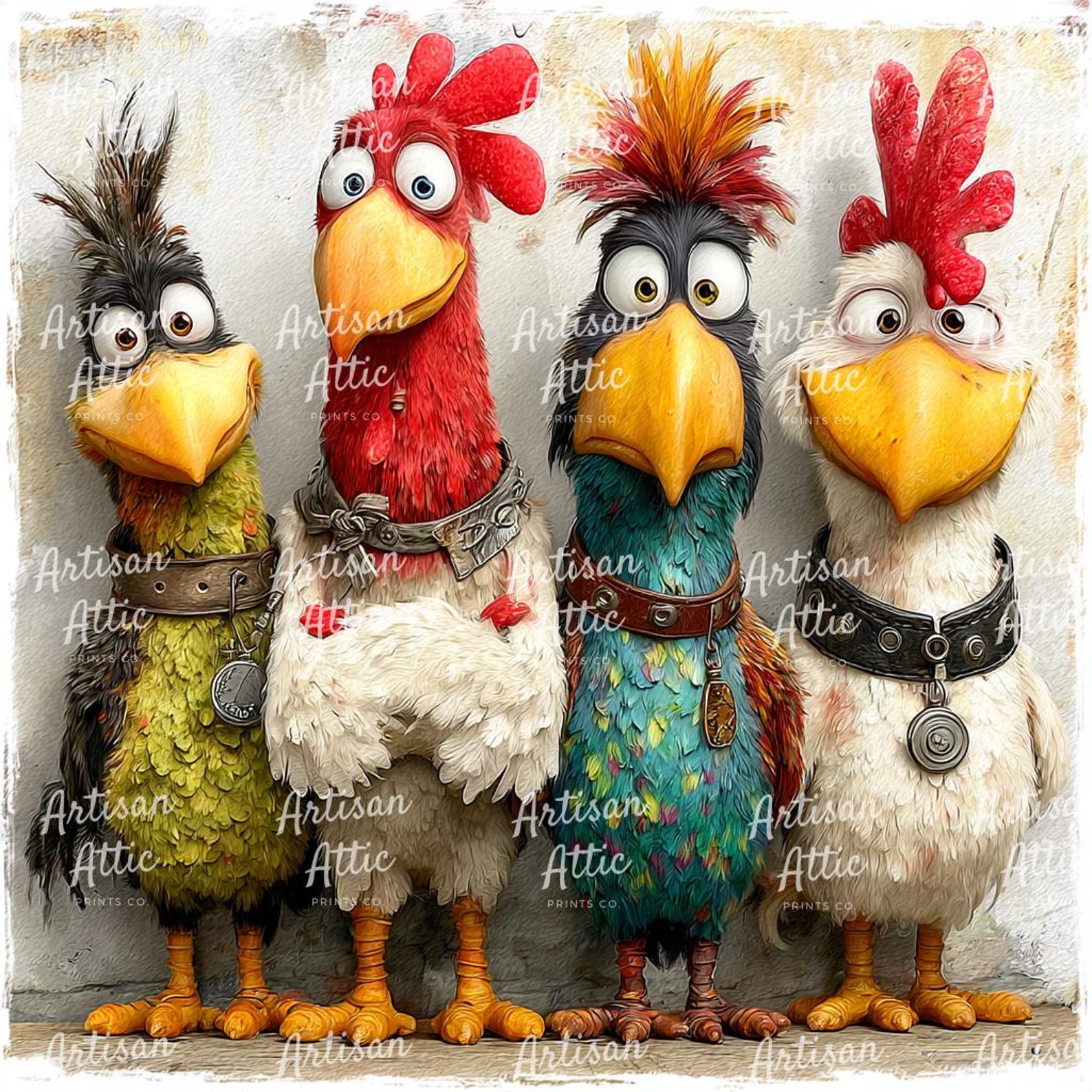 10 Funny Chicken Clipart Set – Colorful Cartoon Hens With Wild ...