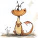 Funny Dragon Watercolor Clipart, Goofy Face (digital Download, 14 ...