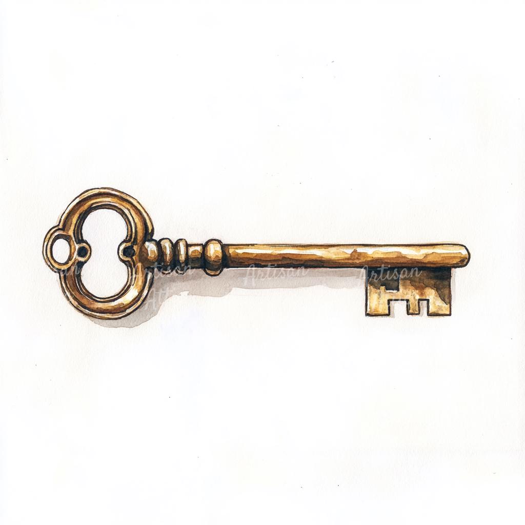 10 Watercolor Antique Key Clipart, Vintage Skeleton Key, Hand-painted ...