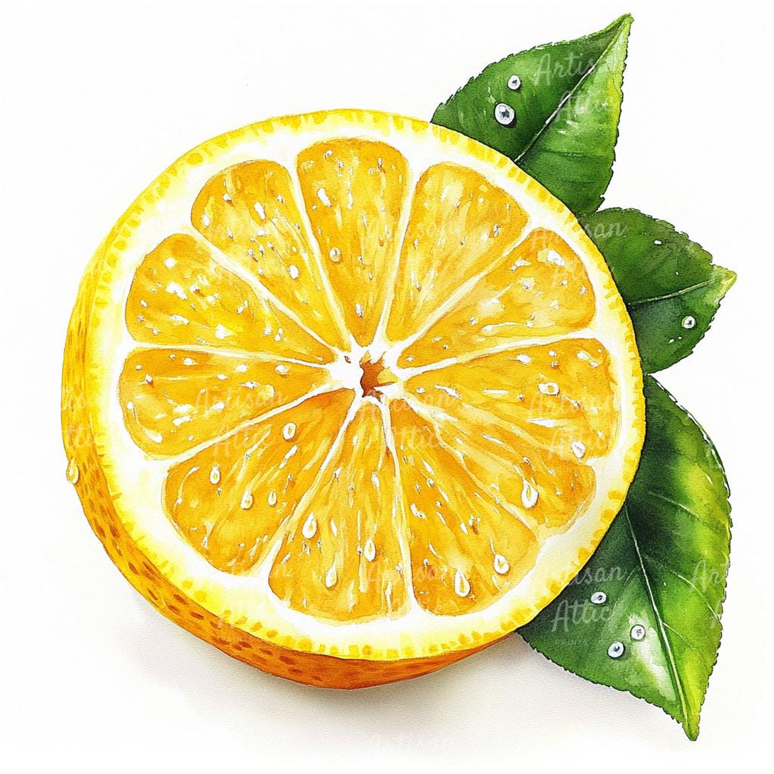 12 Lemon Slice Clipart | Watercolor Lemon Illustration | Citrus Fruit ...