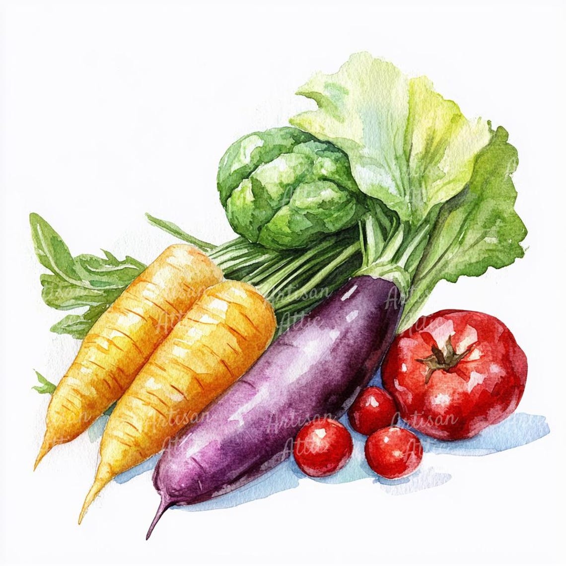 12 Watercolor Vegetable Clipart | Fresh Produce Art | Organic Veggies ...