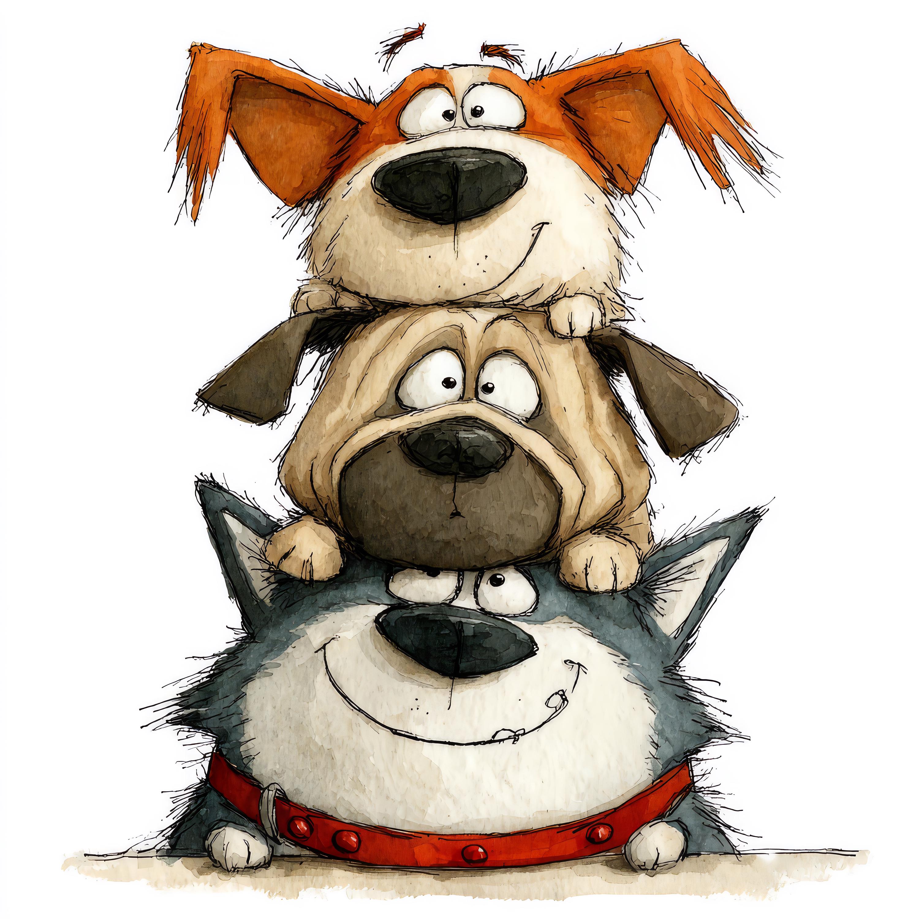 14 Clipart Images of Funny Stacked Dogs, Digital Scrapbookwatercolor ...