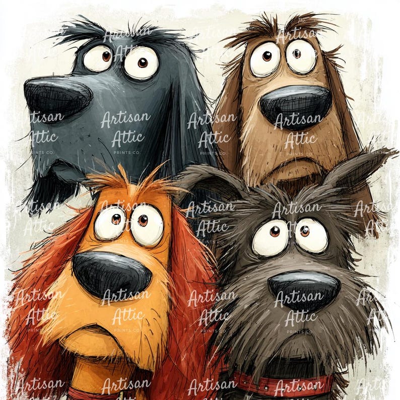 9 Funny Spaniel Dog Clipart – Cartoon Dogs With Curious Faces – Quirky ...