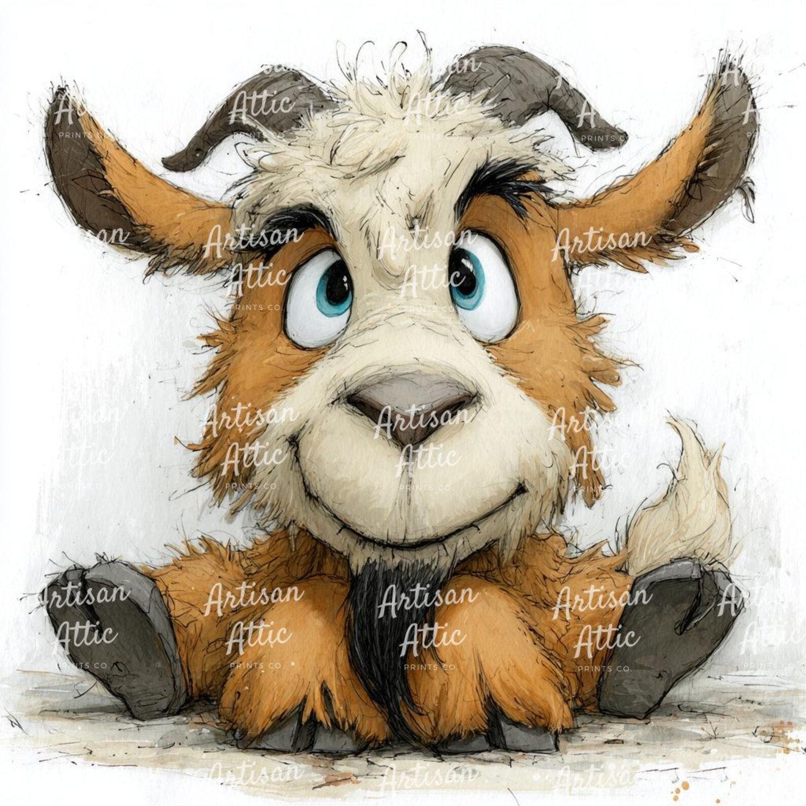 20 Fluffy Baby Goat Clipart, Cute Farm Animal Illustration, Rustic ...
