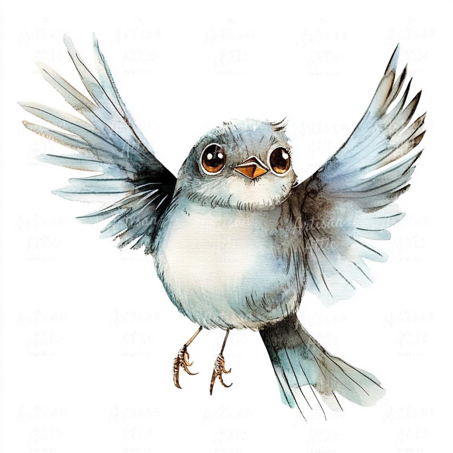 8 Whimsical Watercolor Bird Clip Art Digital Download | Cute Hand ...