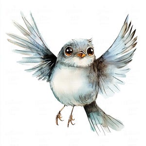 8 Whimsical Watercolor Bird Clip Art Digital Download | Cute Hand ...