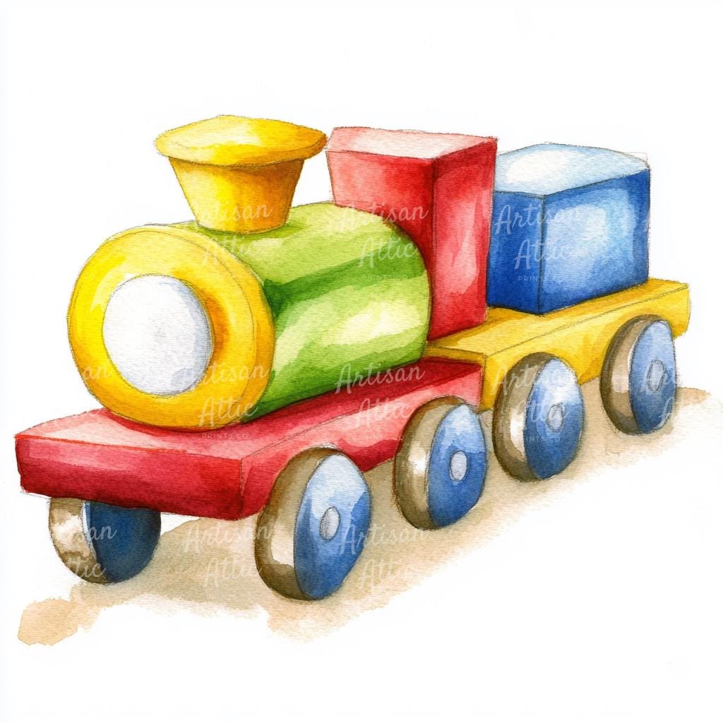 12 Watercolor Train Clipart | Cute Vintage Train Illustration | Kids ...