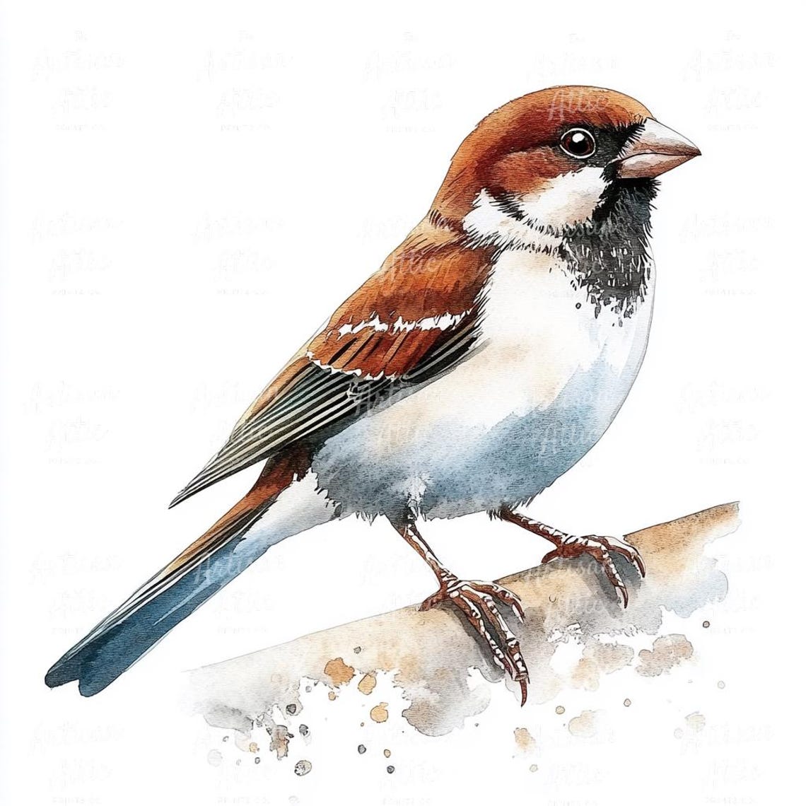 11 Sparrow Watercolor Clip Art Digital Download | Realistic Bird ...