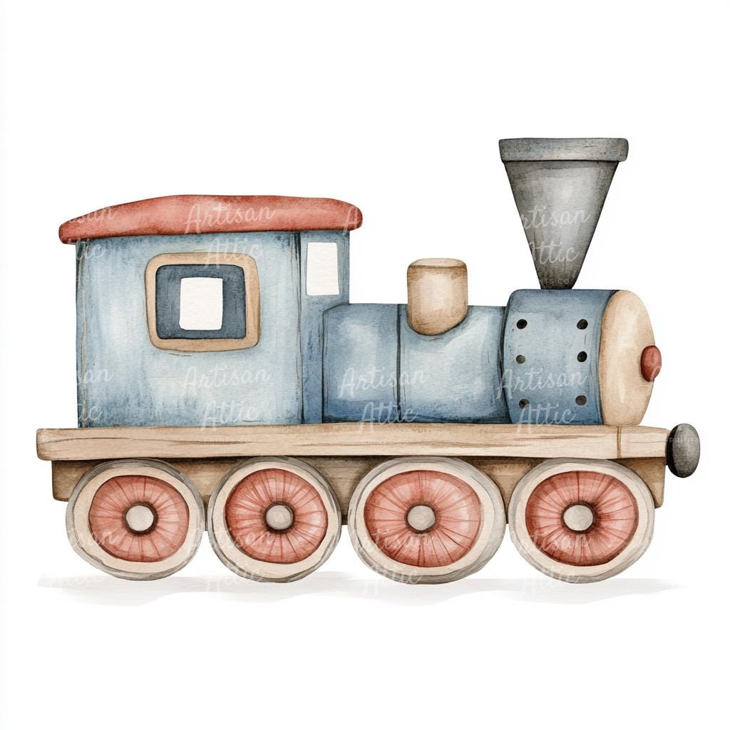 12 Watercolor Train Clipart | Cute Vintage Train Illustration | Kids ...