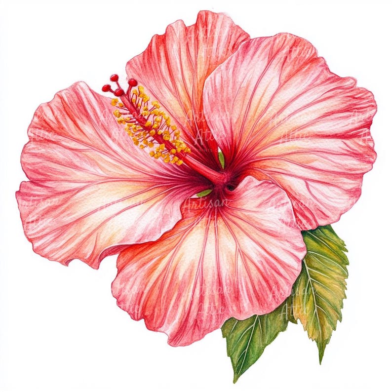 12 Watercolor Hibiscus Clipart, Tropical Flower Clipart, Hibiscus ...