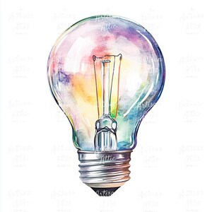 16 Watercolor Light Bulb Clip Art for Digital Crafting, Scrapbook ...