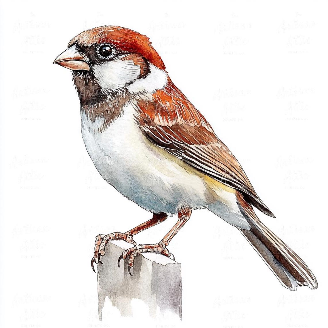 11 Sparrow Watercolor Clip Art Digital Download | Realistic Bird ...