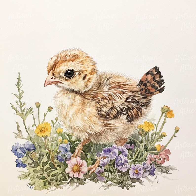 12 Watercolor Baby Chick Clipart | Cute Bird Illustration | Spring Bird ...