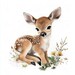 12 Watercolor Baby Deer Clip Art, Cute Woodland Fawn Digital Clipart ...