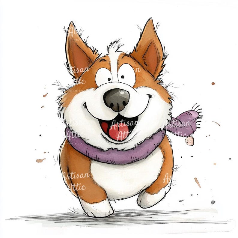 17 Fluffy Corgi Clipart, Cute Dog Illustration With Scarf, Playful ...